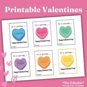 Printable Valentine's Day Cards - It's Giving... Candy Heart Messages ...