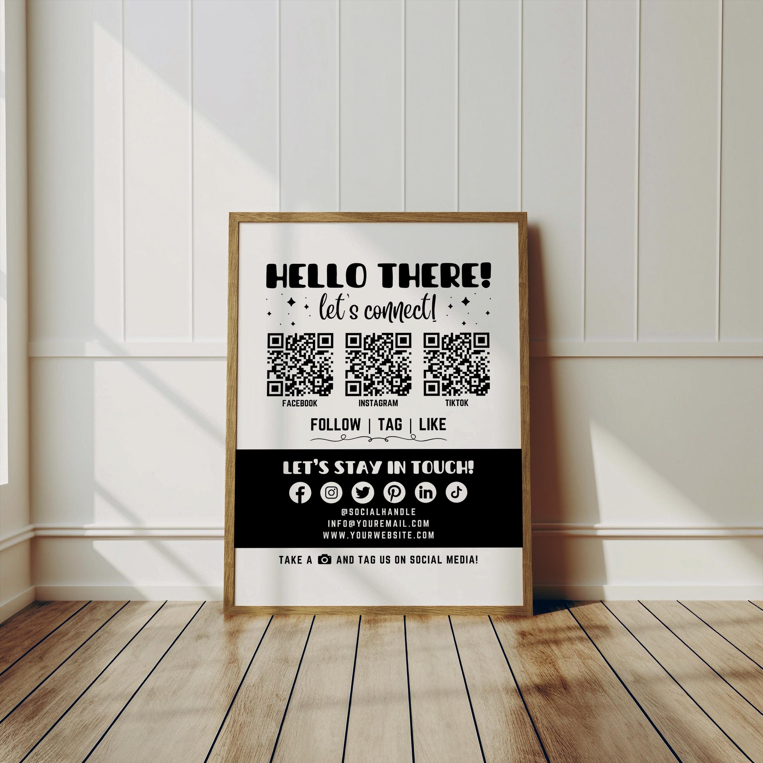 Custom QR Code Sign Set, Scan to Pay Template, Connect With Us Sign ...