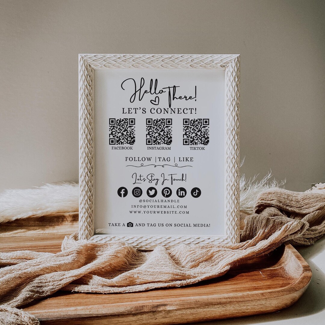 Connect With Us Sign Canva Template, Capture the Love QR Code, Craft ...