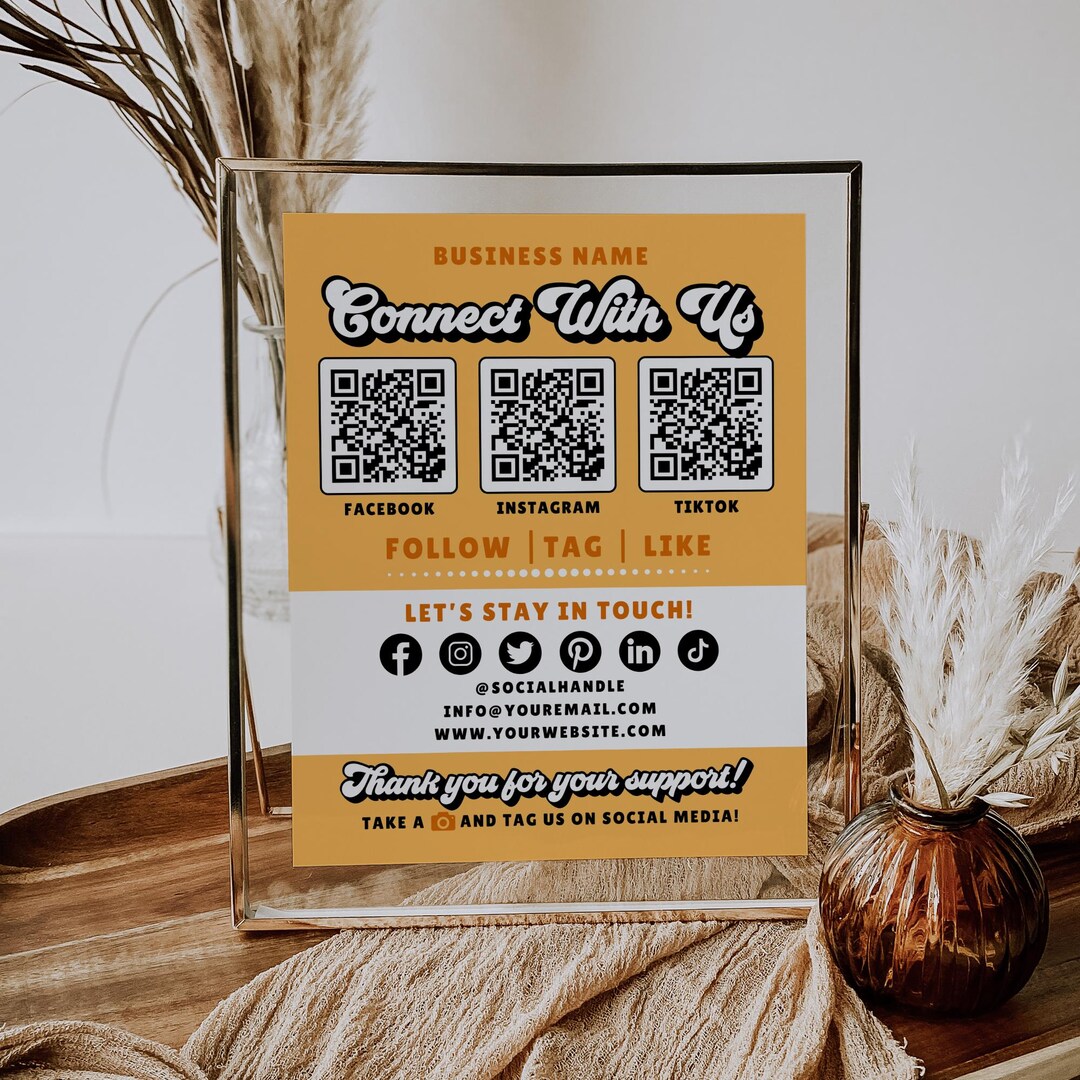 Connect With Us Sign Canva Template, Capture the Love QR Code, Craft ...