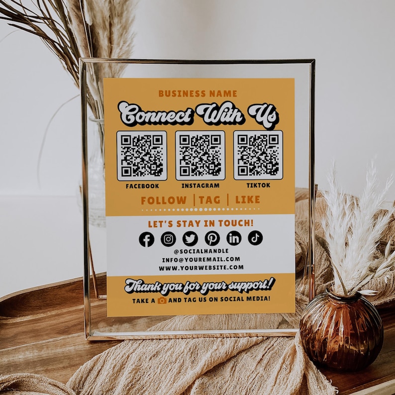 Connect With Us Sign Canva Template, Capture the Love QR Code, Craft ...