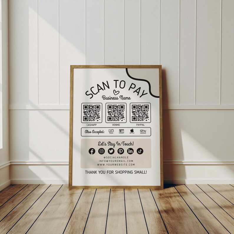 Custom QR Code Sign, Scan to Pay Template, Venmo Payment Method Sign ...