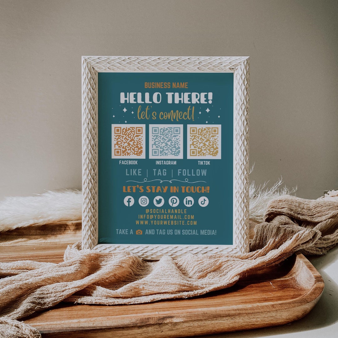 Connect With Us Sign Canva Template, Capture the Love QR Code, Craft ...