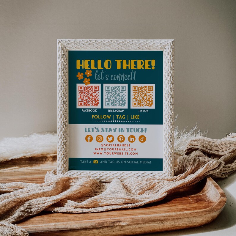 Custom QR Code Sign Set, Scan to Pay Template, Connect With Us Sign ...