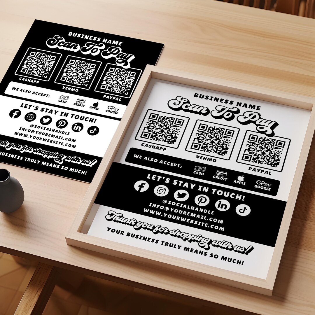 Custom QR Code Sign Duo, Scan to Pay Template, Venmo Payment Method ...