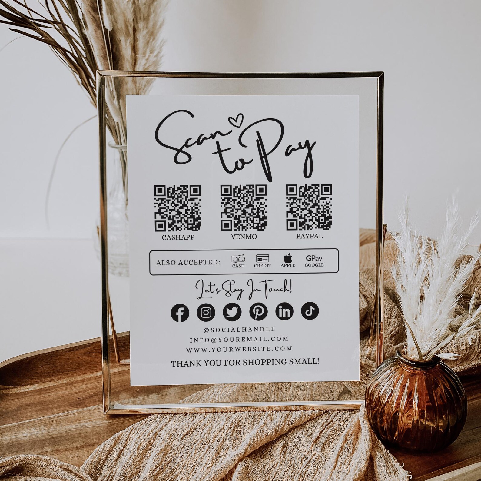 Custom QR Code Sign Set, Scan to Pay Template, Connect With Us Sign ...