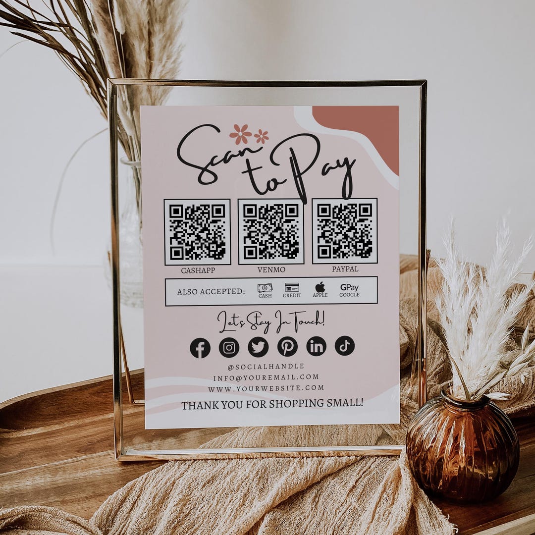 Custom QR Code Sign, Scan to Pay Template, Venmo Payment Method Sign ...