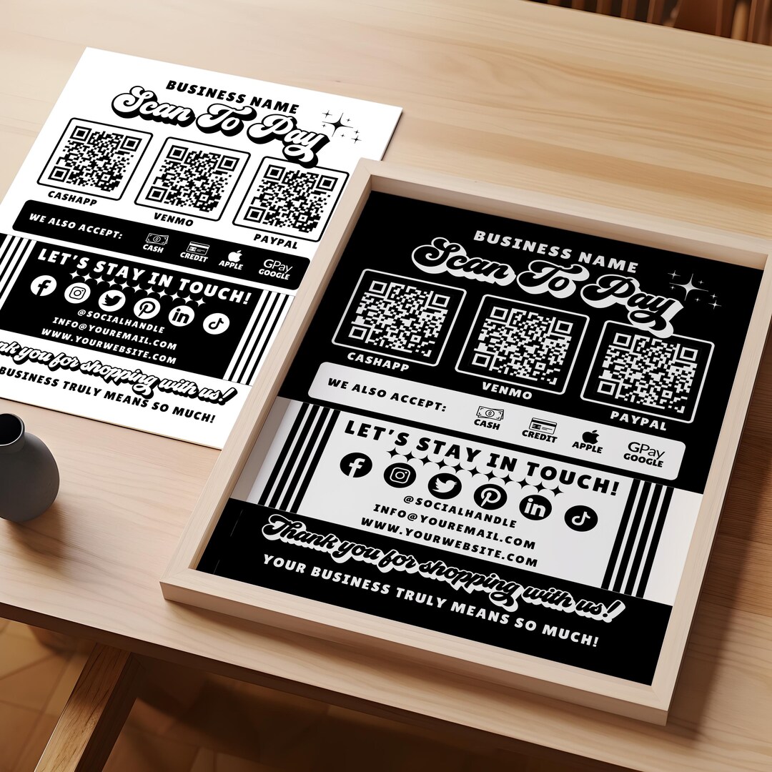 Custom QR Code Sign Duo, Scan to Pay Template, Venmo Payment Method ...