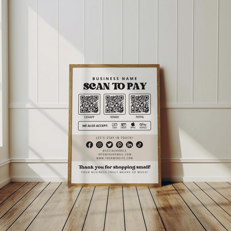 Custom QR Code Sign, Scan to Pay Template, Venmo Payment Method Sign ...