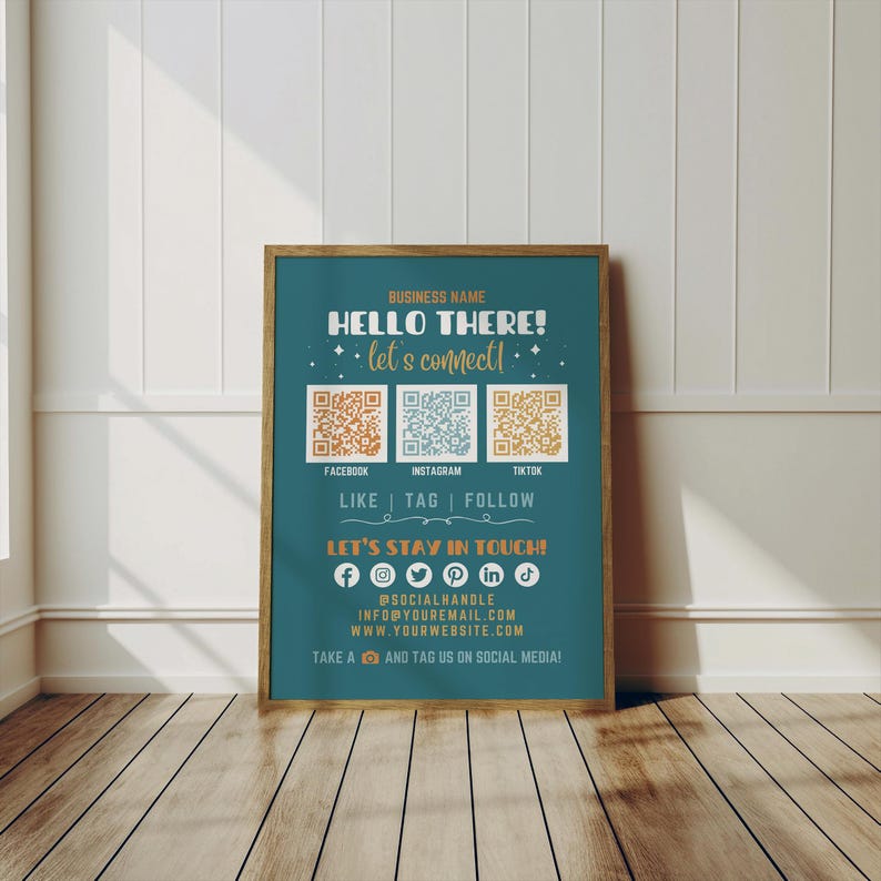 Connect With Us Sign Canva Template, Capture the Love QR Code, Craft ...