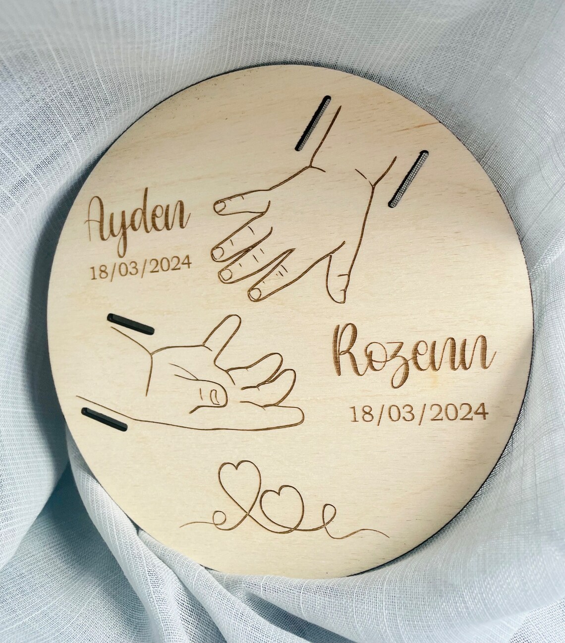 Personalized Engraved Wood Birth Bracelet Frame / Twins and Twins Birth ...