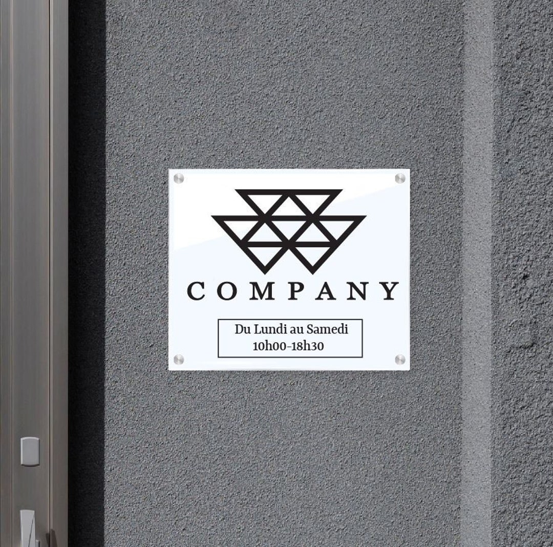 White Plexiglass Company Name and LOGO Sign "opening Hours" - Etsy