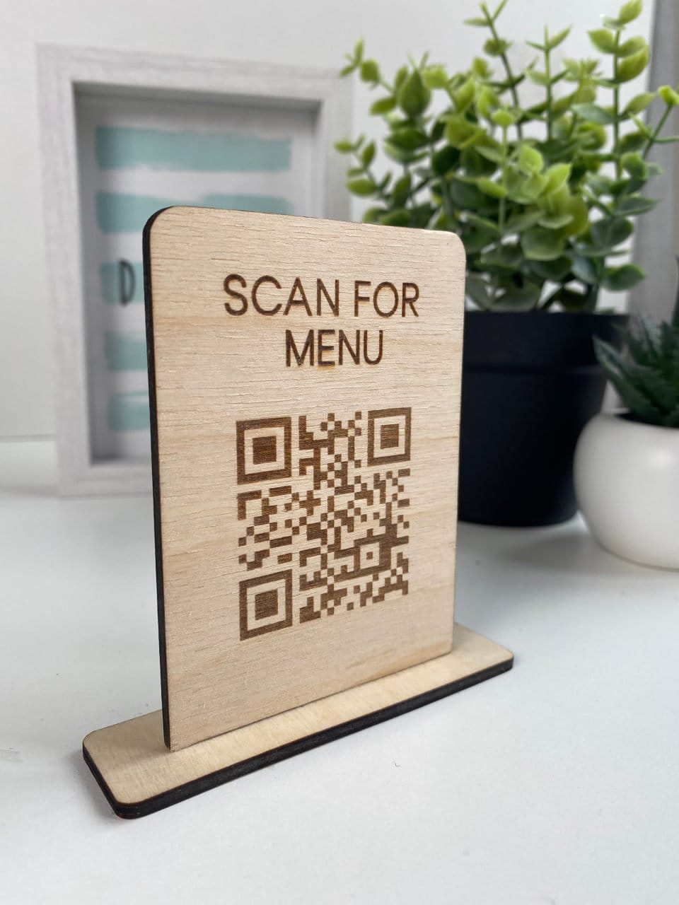 Plaque QR Code en bois personnalisé, Menu QR Code Instagram, Scannez ...