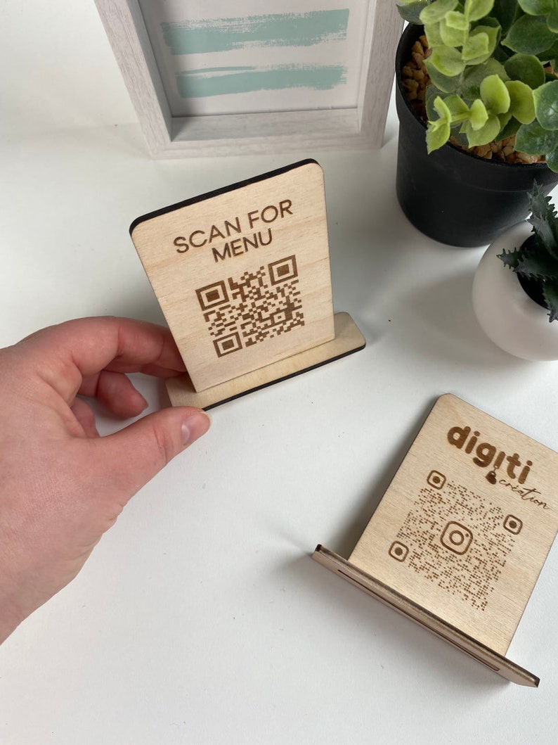 Personalized Wooden QR Code Plaque, Instagram QR Code Menu, Scan to ...