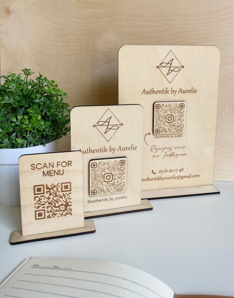 Personalized Wooden QR Code Plaque, Instagram QR Code Menu, Scan to ...