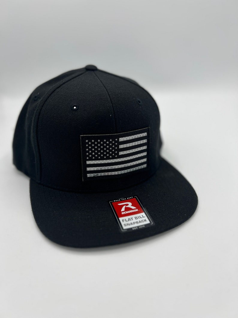 Black American Flag Richardson Flat Billed Hat With Patch - Etsy