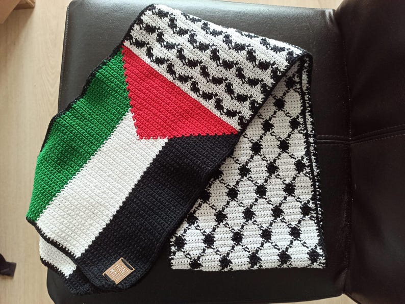 Crochet Palestinian Kuffiyeh Inspired Scarf | Keffiyeh | Palestine Flag ...