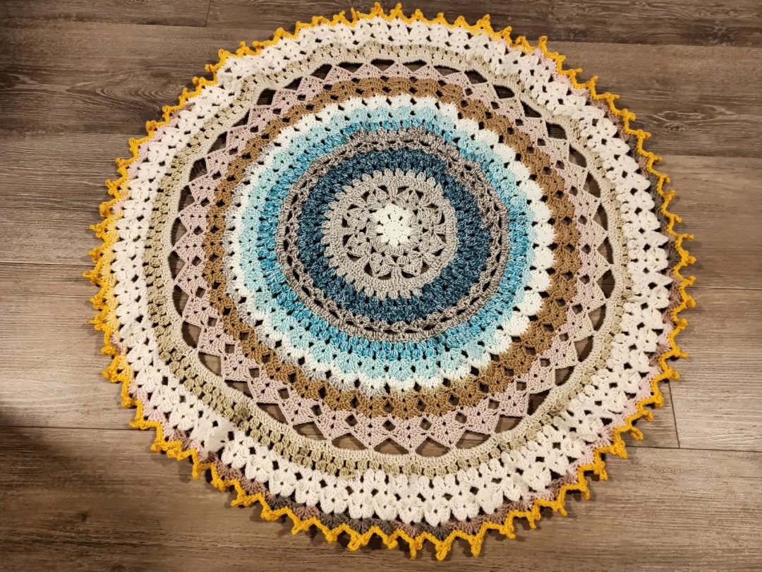 Crochet Round Mandala Tablecloth, Gehaakt Mandala-tafelkleed, Crochet ...