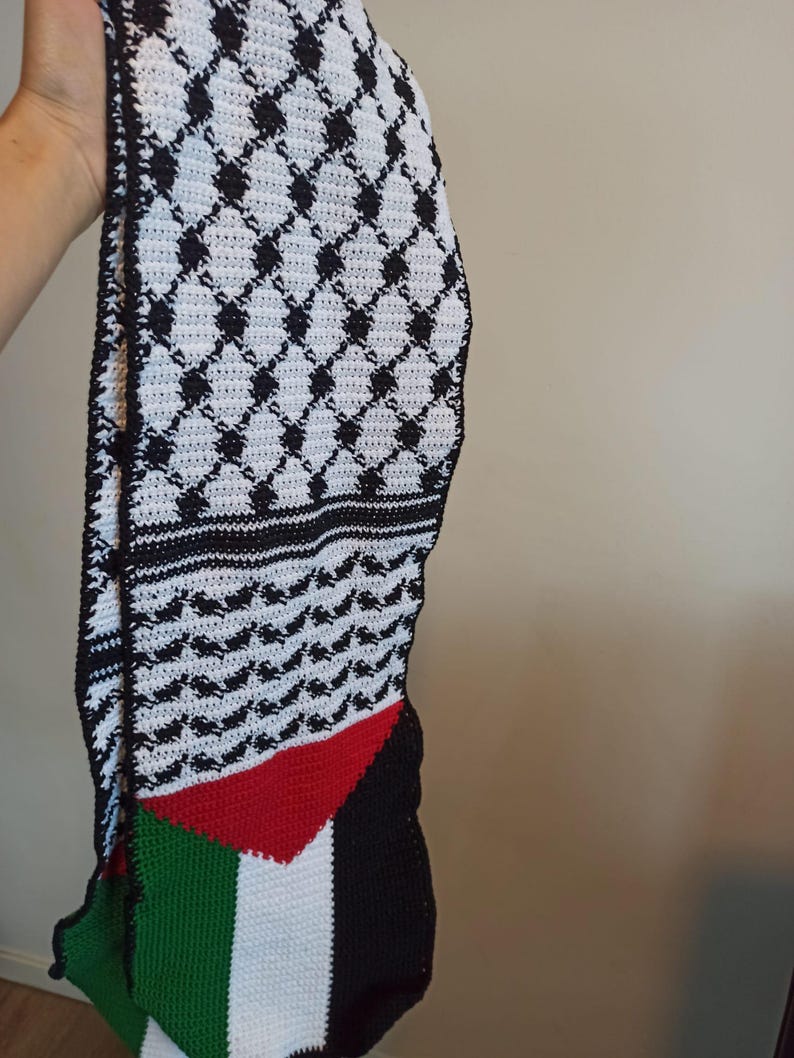 Crochet Palestinian Kuffiyeh Inspired Scarf | Keffiyeh | Palestine Flag ...
