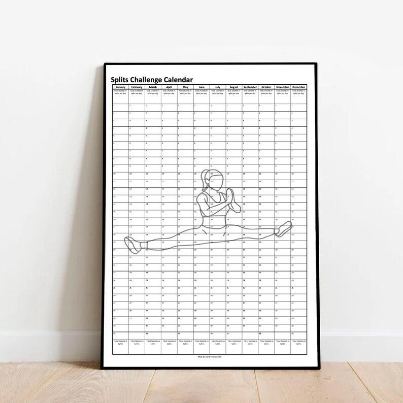 A3 Poster Splits Tracker Challenge Laminated Wall Daily Year Planner ...