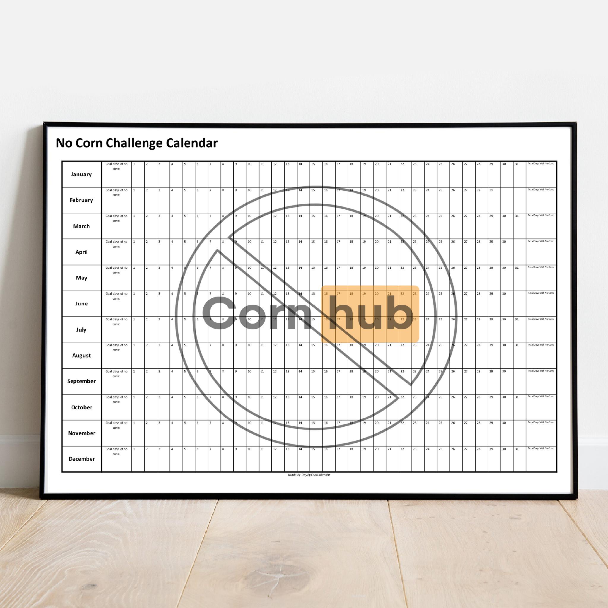 A3 Poster No Corn No Fap Tracker Wall Daily Year Planner Calendar ...