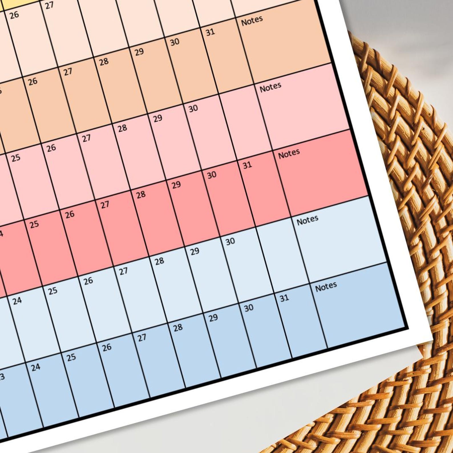 A1/A2/A3 | Year Calendar Laminated Wall Planner Poster Perpetual ...