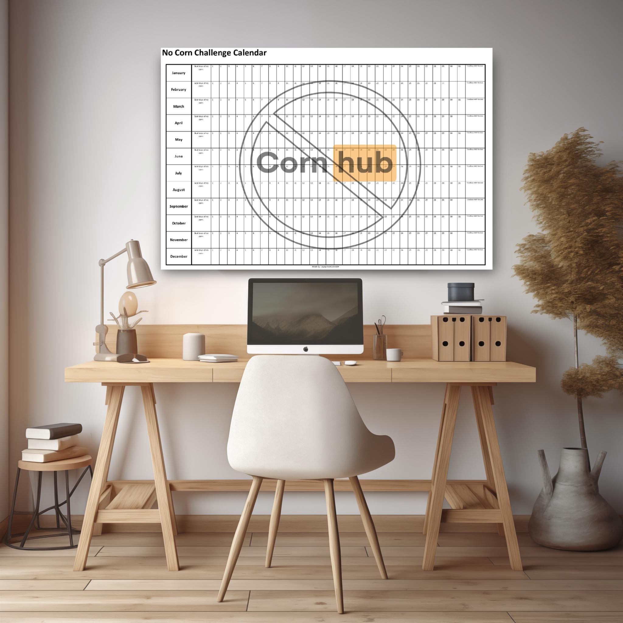 A3 Poster No Corn No Fap Tracker Wall Daily Year Planner Calendar ...