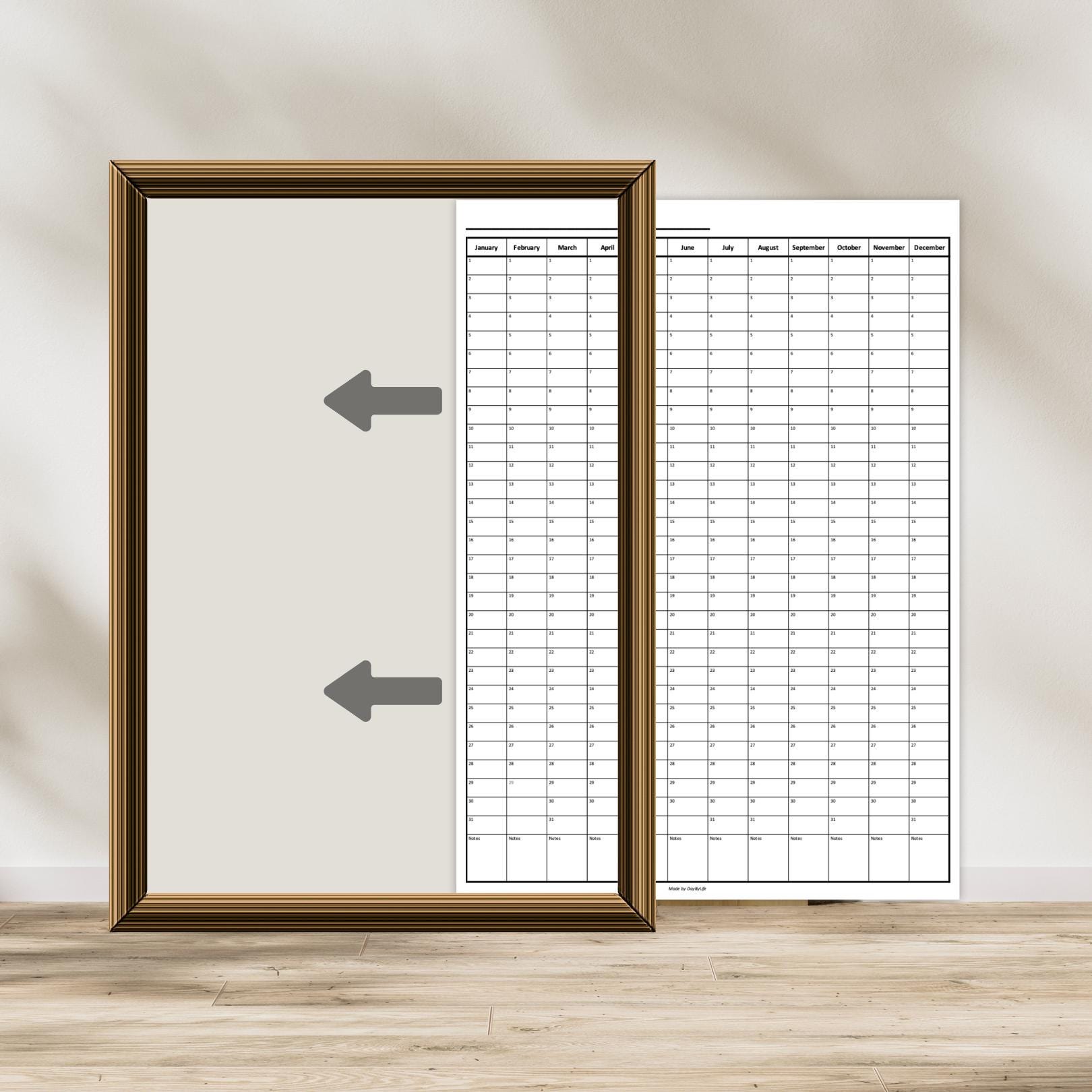 A1/A2/A3 | Year Calendar Laminated Wall Planner Poster Perpetual ...