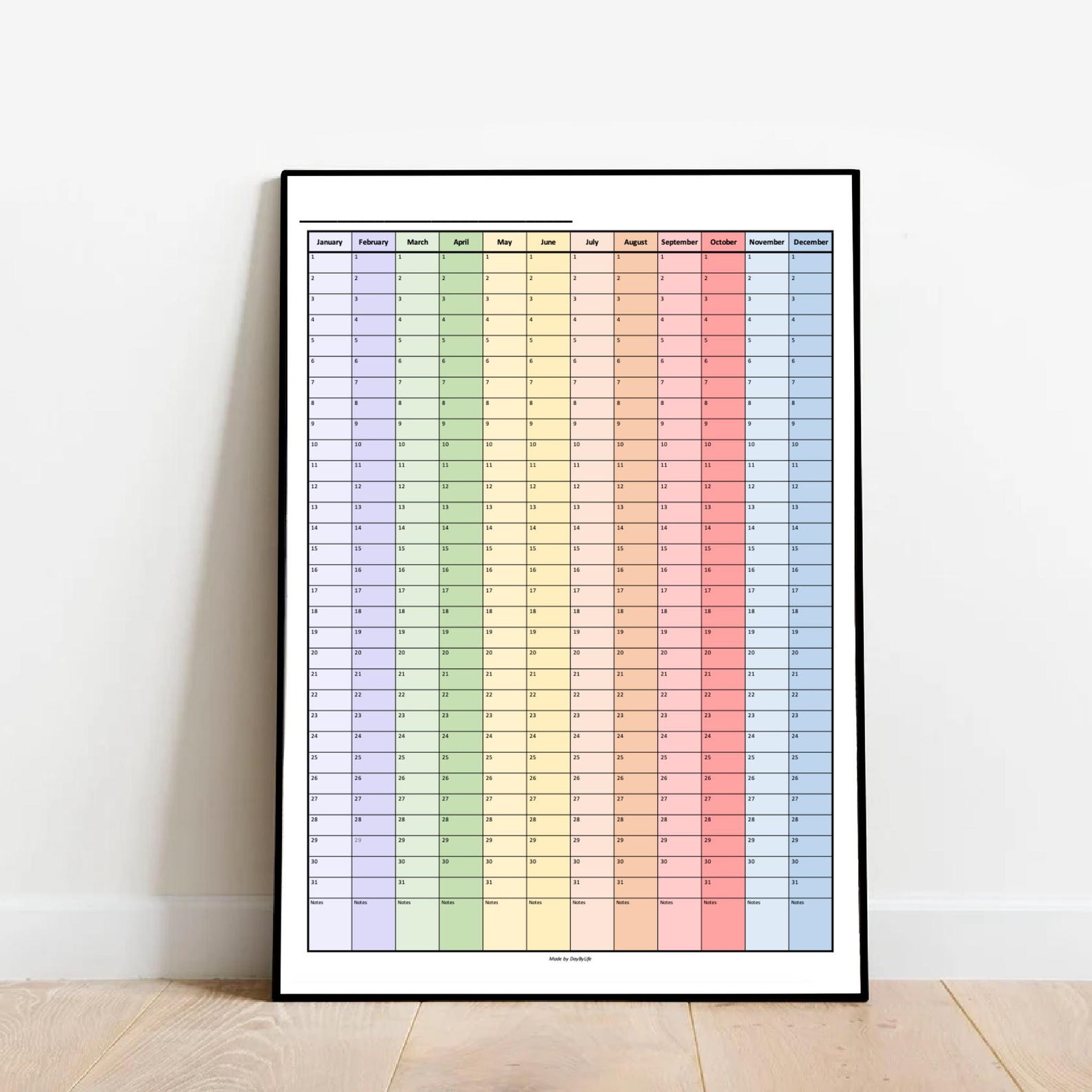 A1/A2/A3 | Year Calendar Laminated Wall Planner Poster Perpetual ...