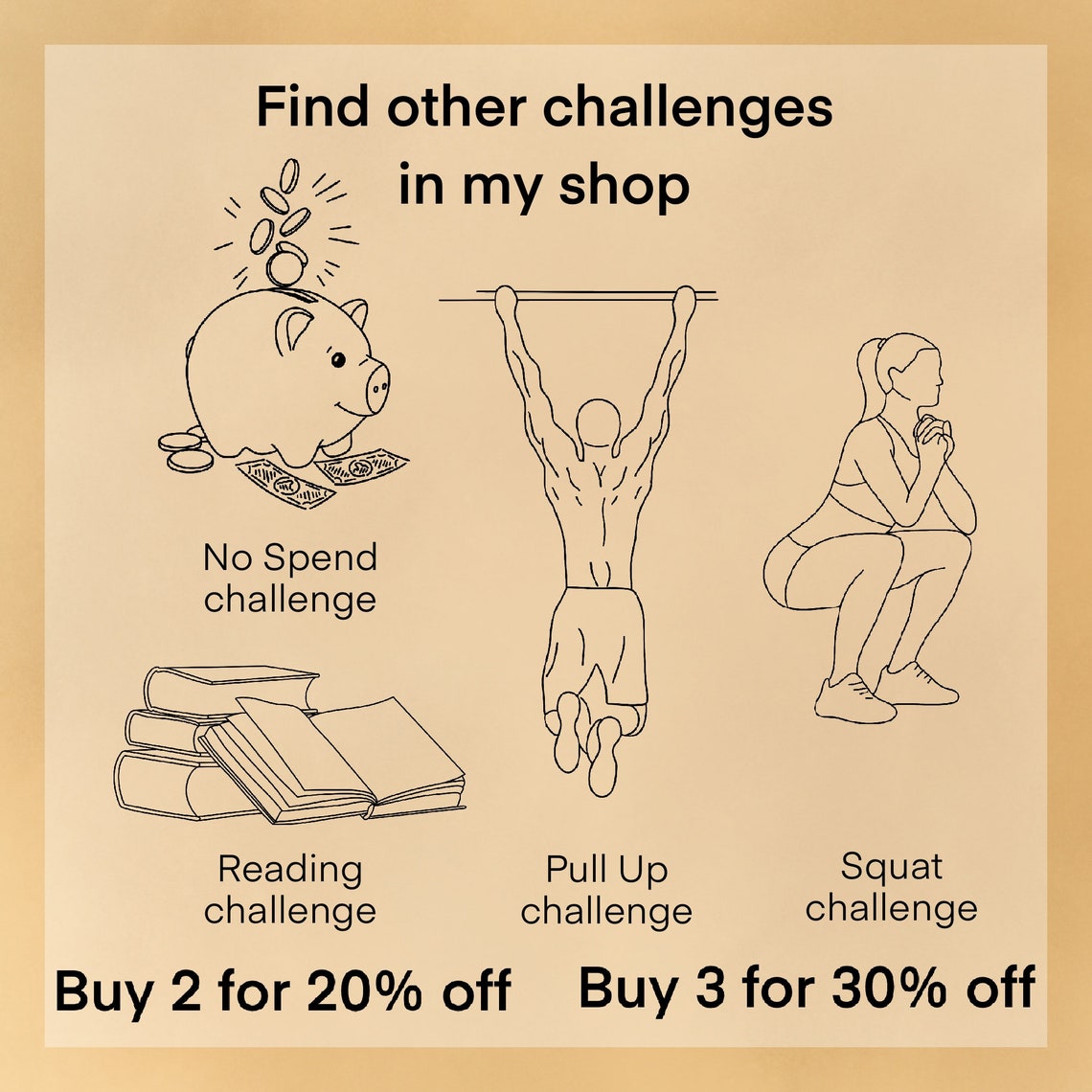 Digital Squat Tracker Challenge Wall Daily Year Planner Calendar Home ...