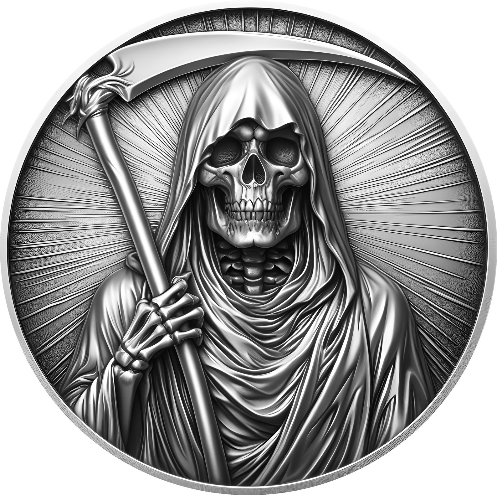Reaper Coin for 3d Laser Engraving Height Map | Fiber Laser Depthmap ...