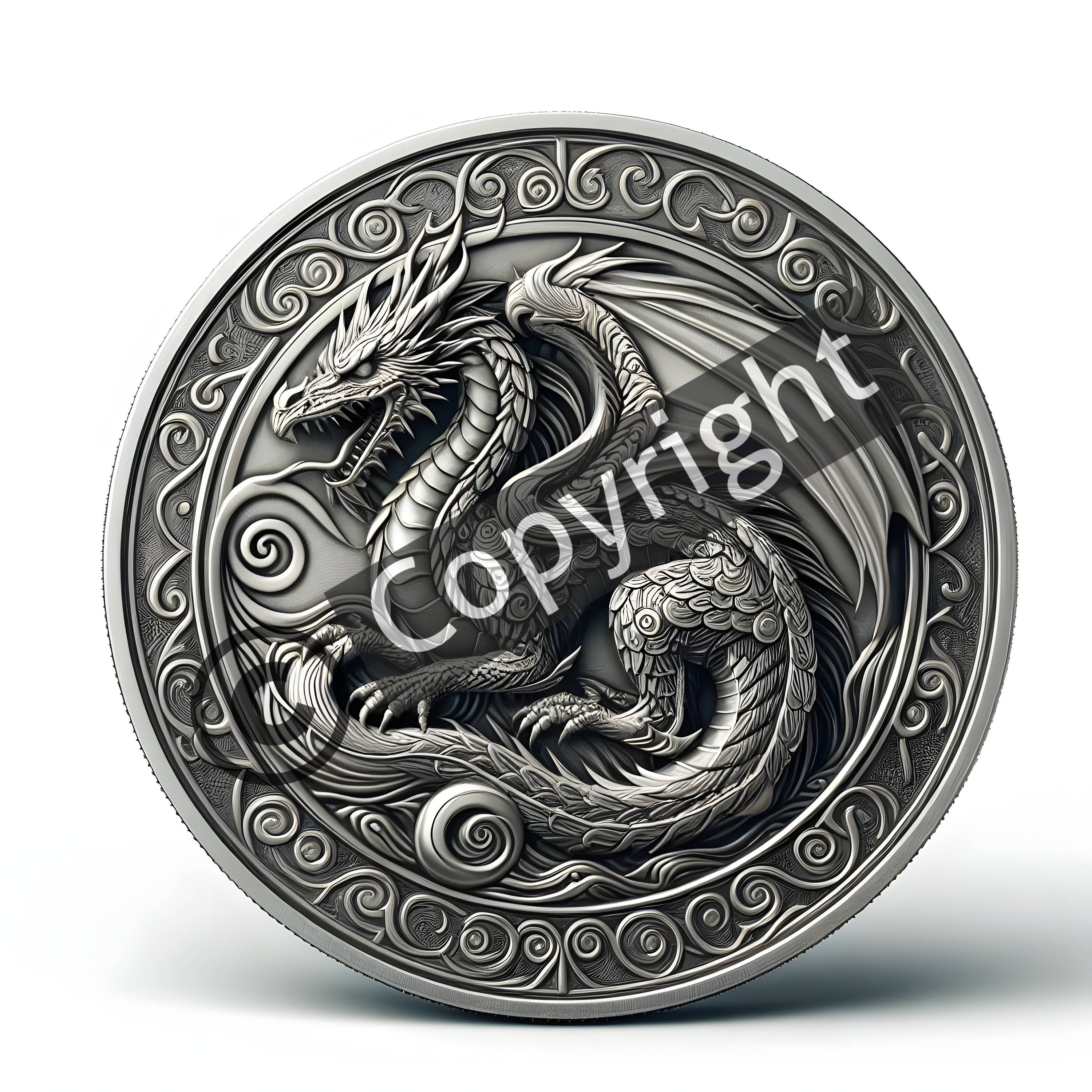 Dragon Coin for 3d Laser Engraving With Height Map | Fiber Laser ...
