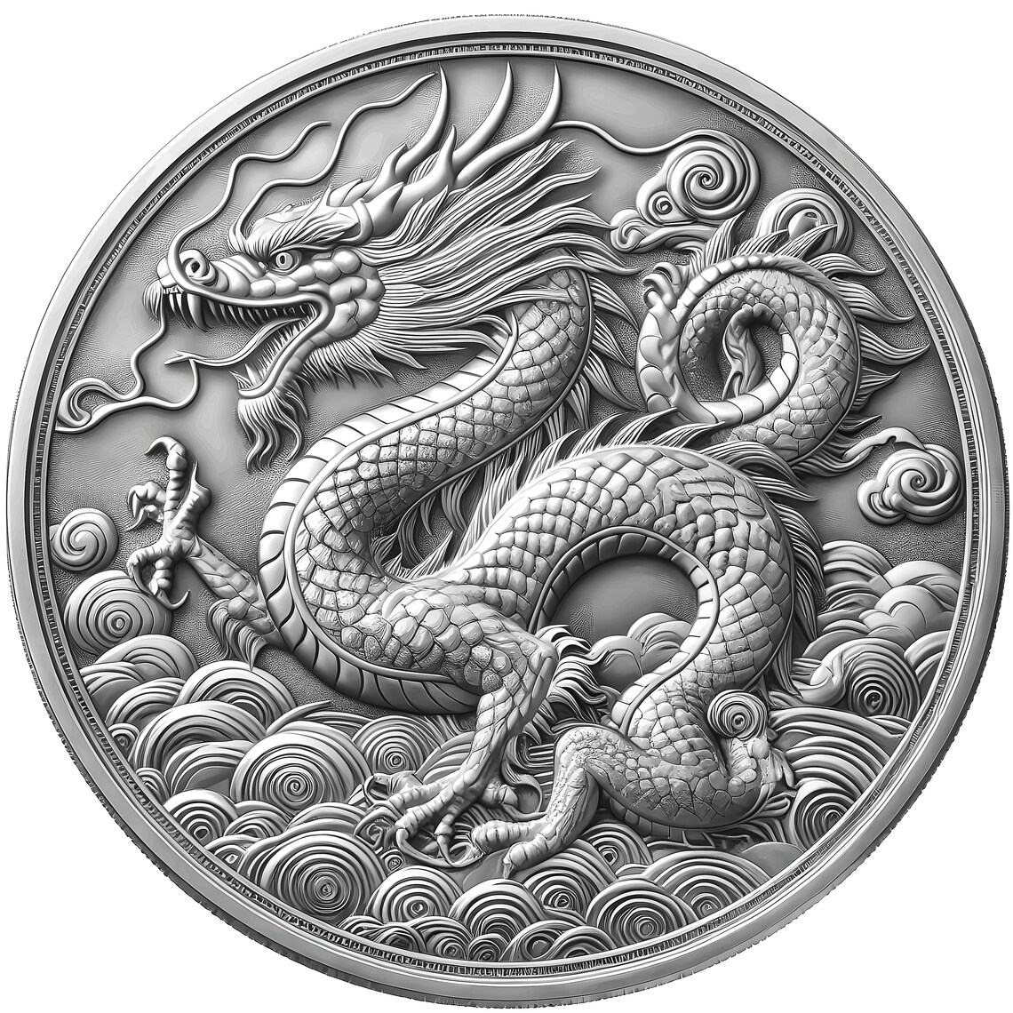 Dragon Coin for 3d Laser Engraving Height Map | Fiber Laser Depthmap ...