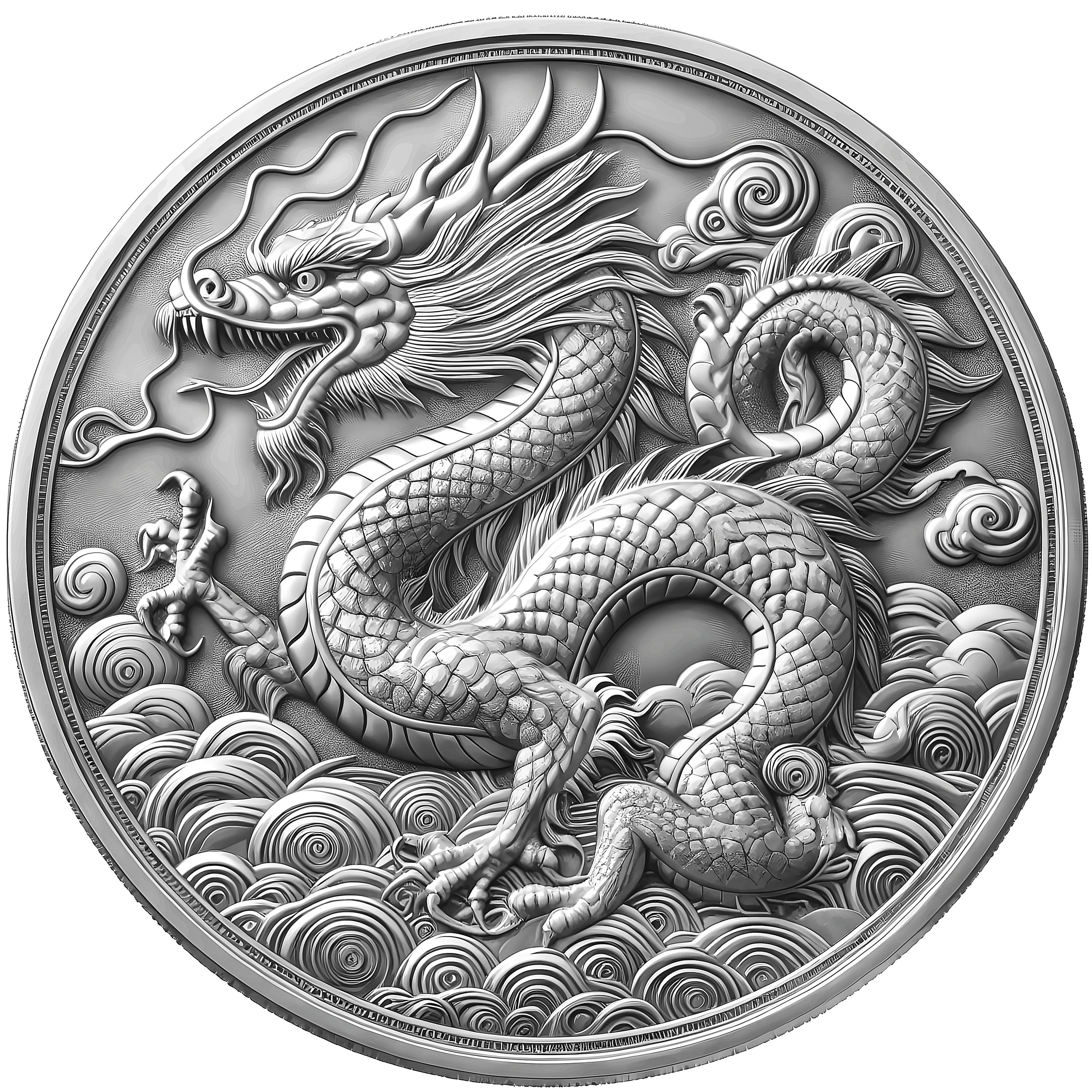 Dragon Coin for 3d Laser Engraving Height Map | Fiber Laser Depthmap ...