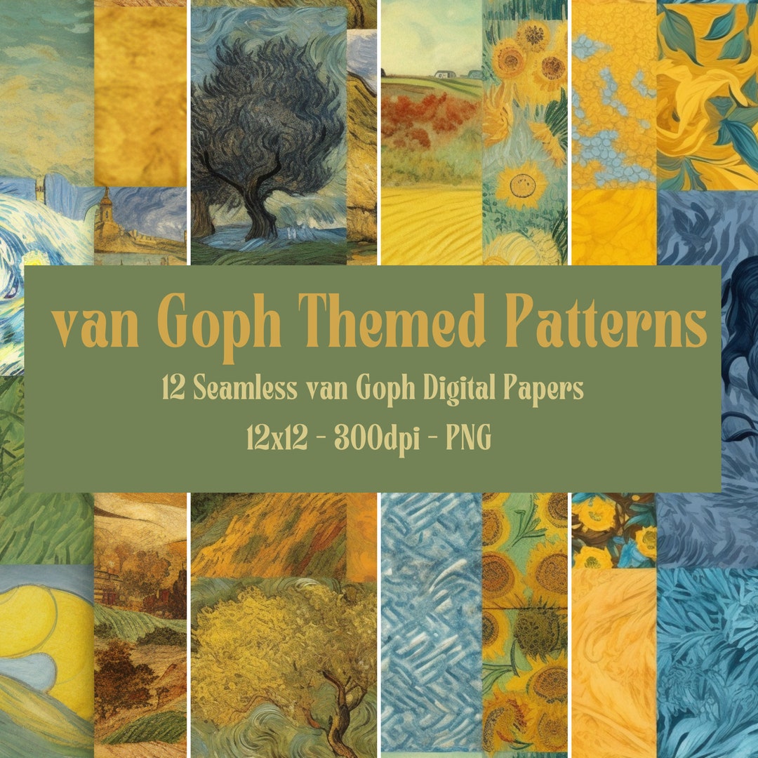 Van Gogh Digital Paper - 12x12in Seamless Patterns Inspired by Vincent ...