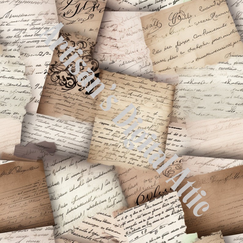 12x12 Vintage Handwriting Digital Paper Antique Script - Etsy