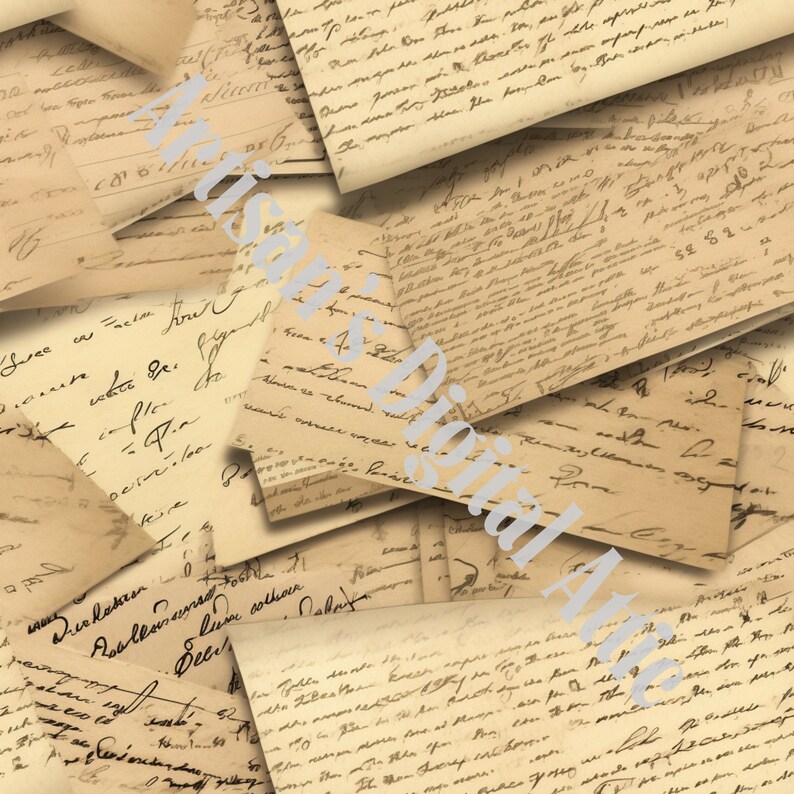 12x12 Vintage Handwriting Digital Paper Antique Script - Etsy