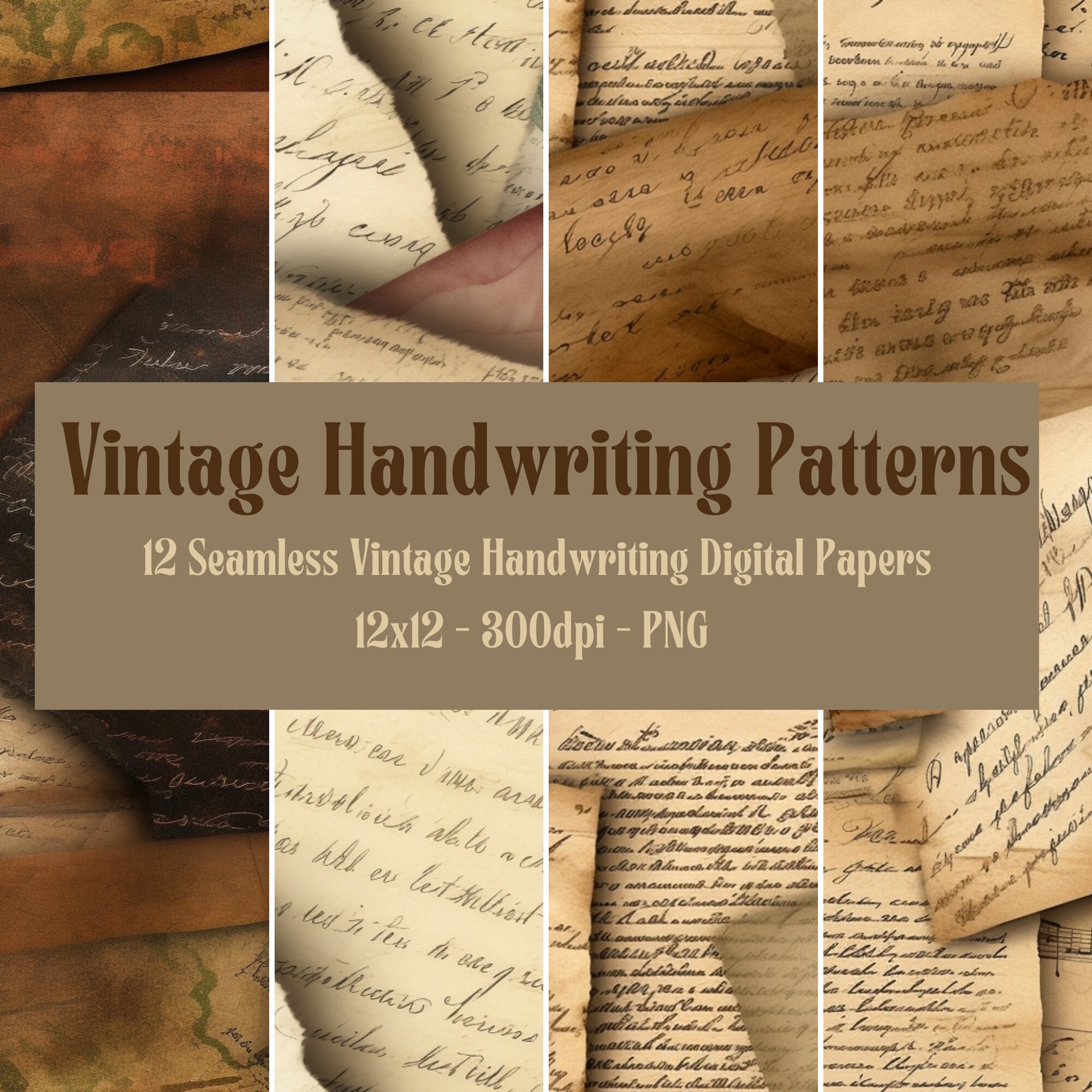 12x12 Vintage Handwriting Digital Paper Antique Script - Etsy