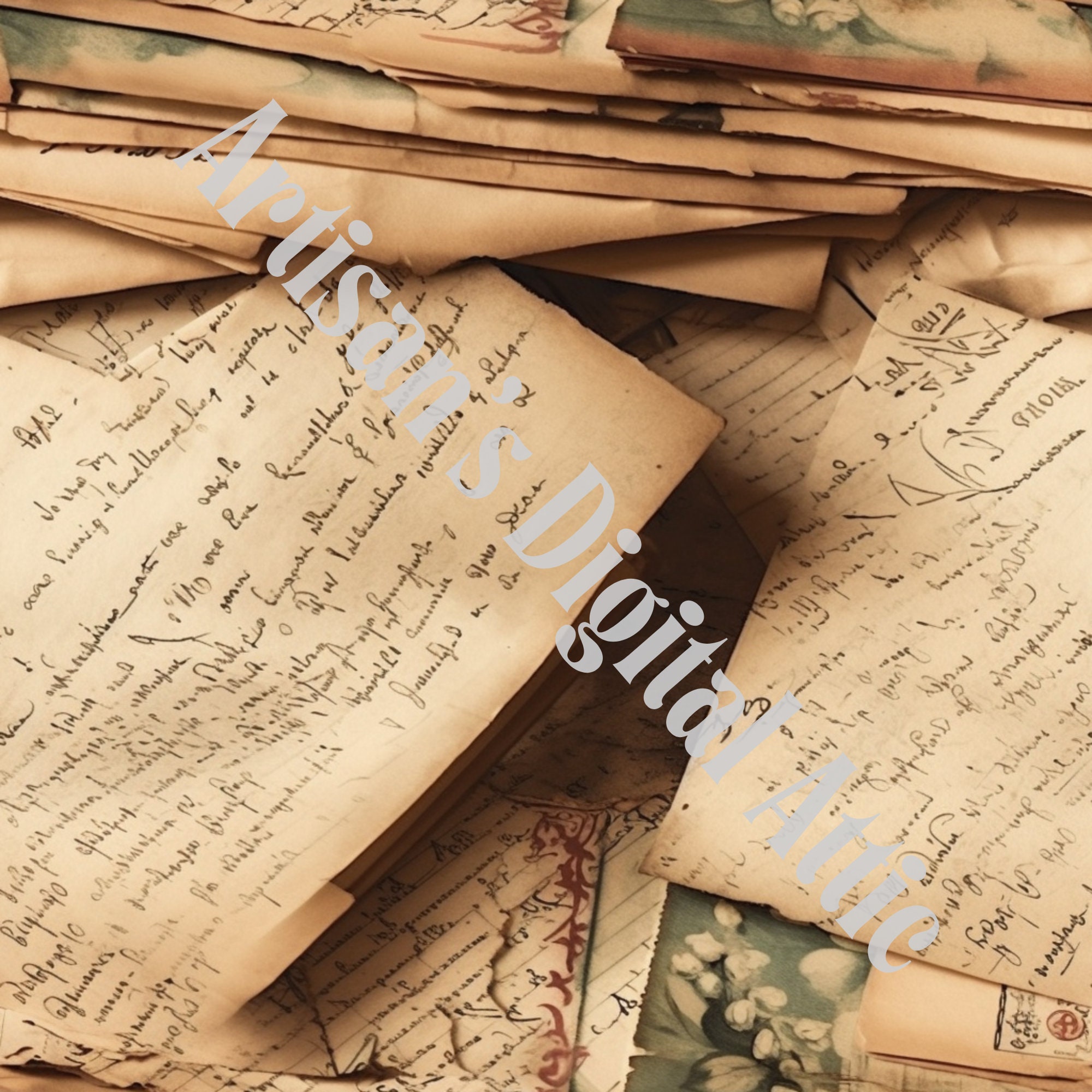 12x12 Vintage Handwriting Digital Paper Antique Script - Etsy