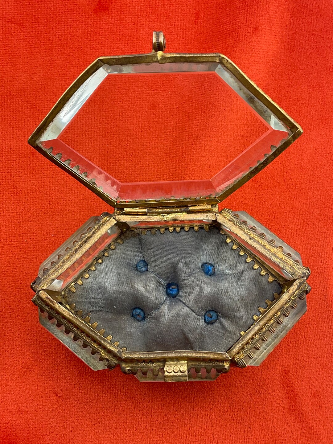 Antique French Ormolu and Bevelled Edge Glass Jewellery/trinket Boxes ...
