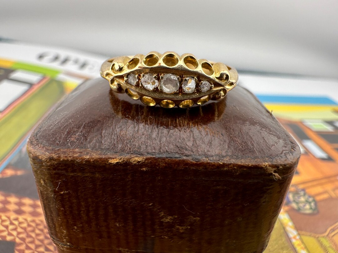Antique 18ct Gold Rose Cut Diamond Boat Ring, 1919 - Etsy