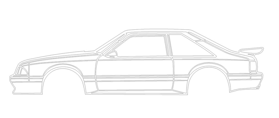 Mustang Foxbody Hatch Car Dxf File, Vector Art, Laser Cut, Downloadable ...