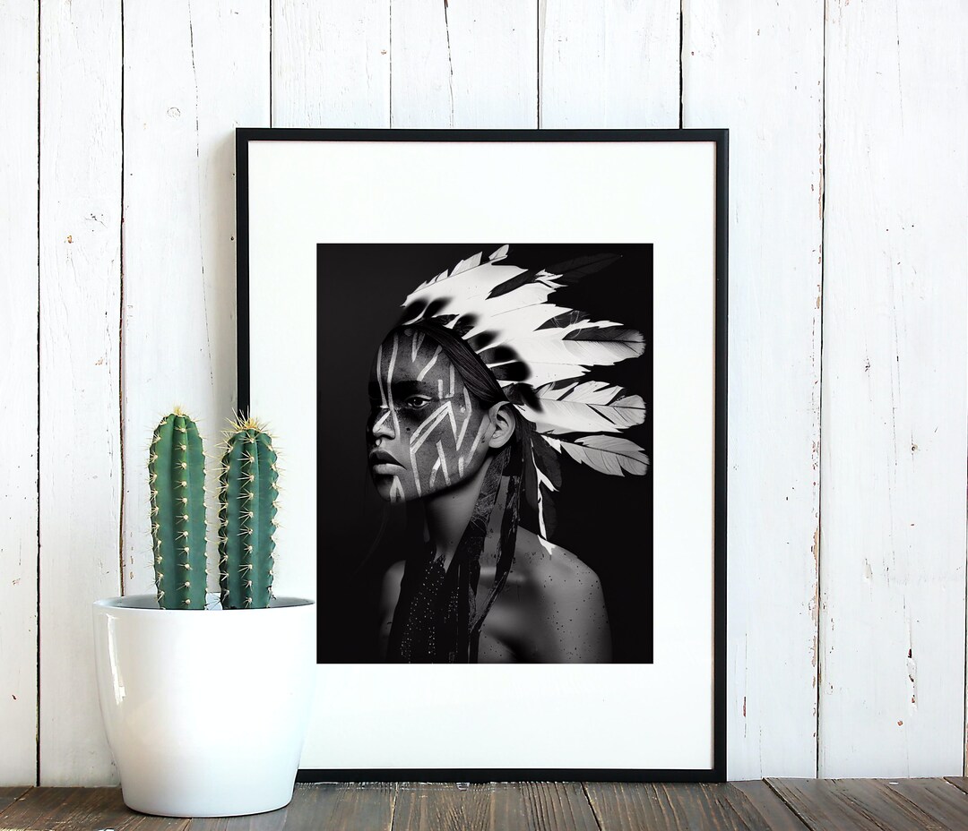 Young Native Black and White Art Print - Etsy