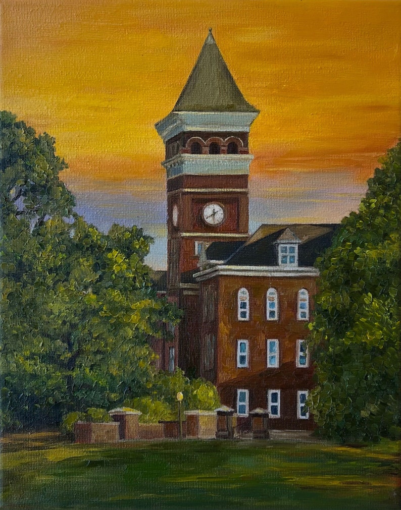 Clemson Tillman Hall Original Oil Painting Gift , Wall Decor, Clemson ...