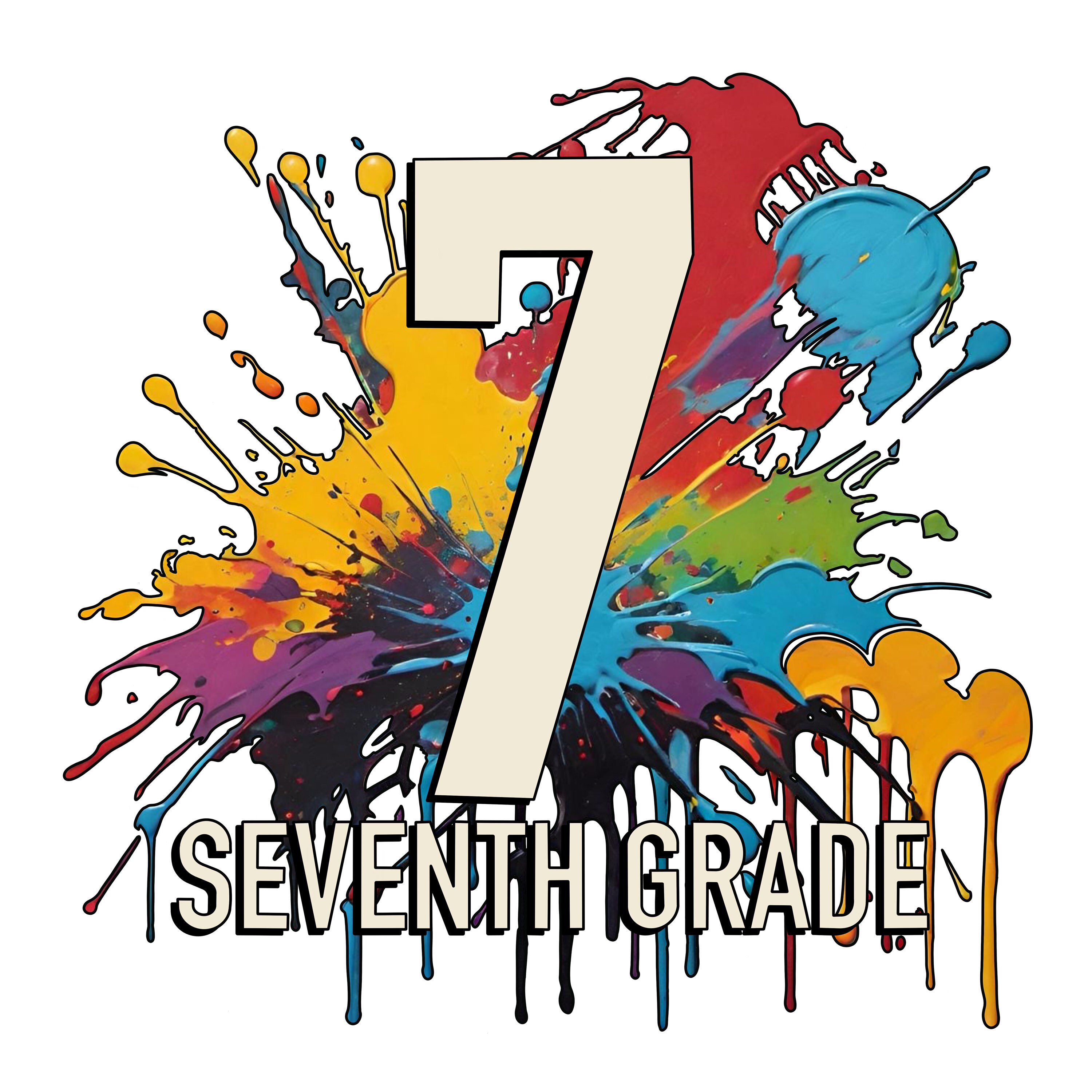 Paint Splatter Seventh 7th Grade Sublimation DTF DTG Image - Etsy