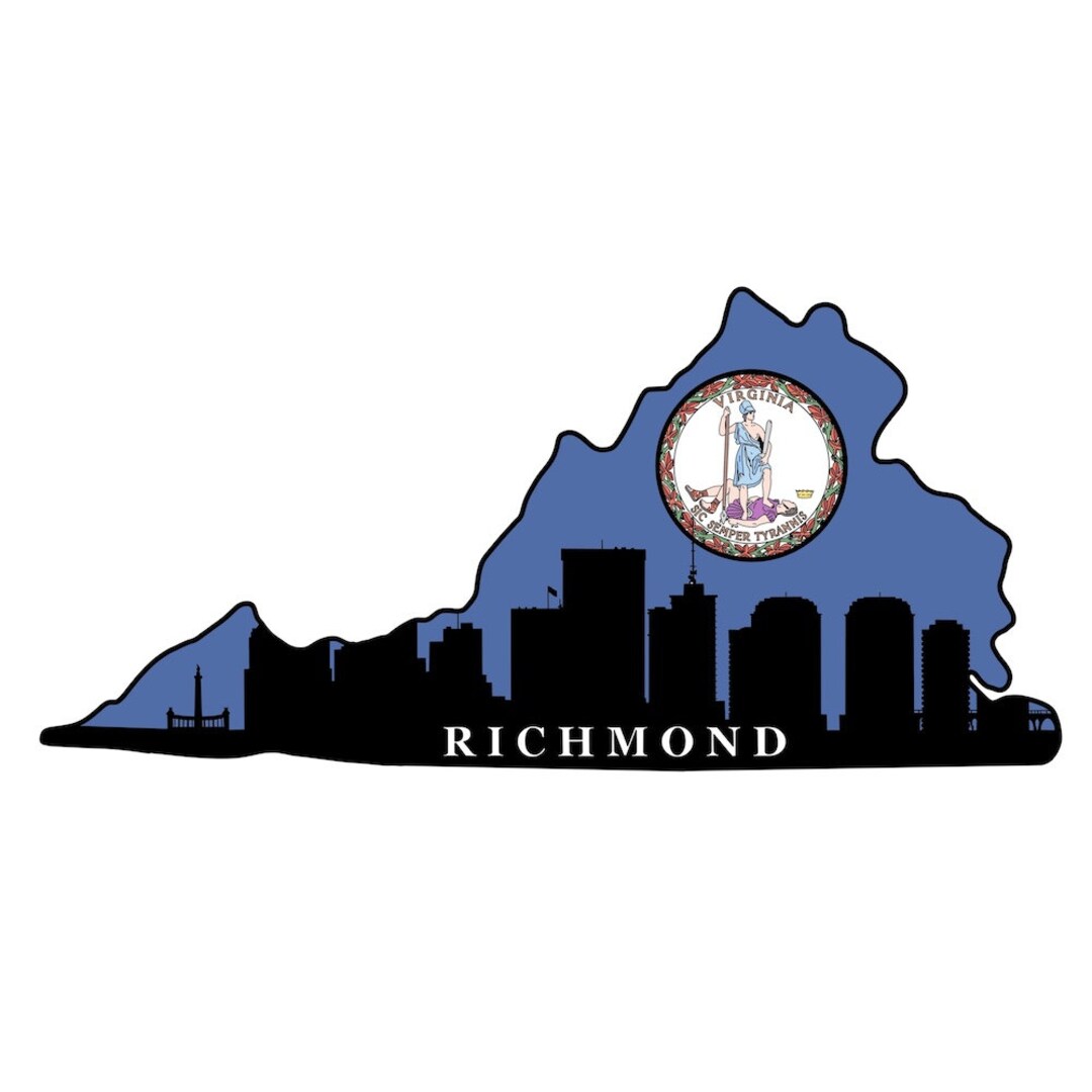 Virginia Outline With Flag and City Silhouette Sublimation DTF DTG ...