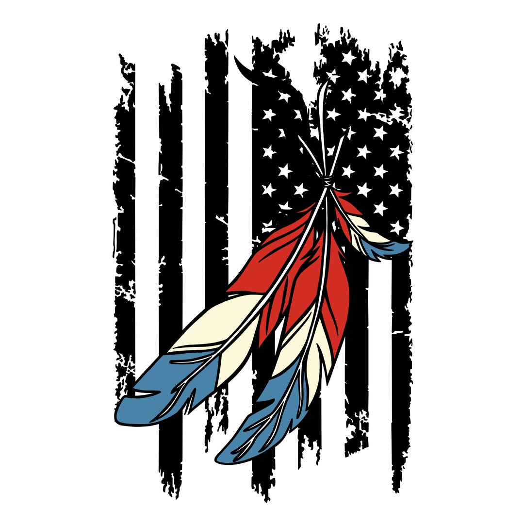 Native American Indian US Flag United States Sublimation DTF DTG Image ...