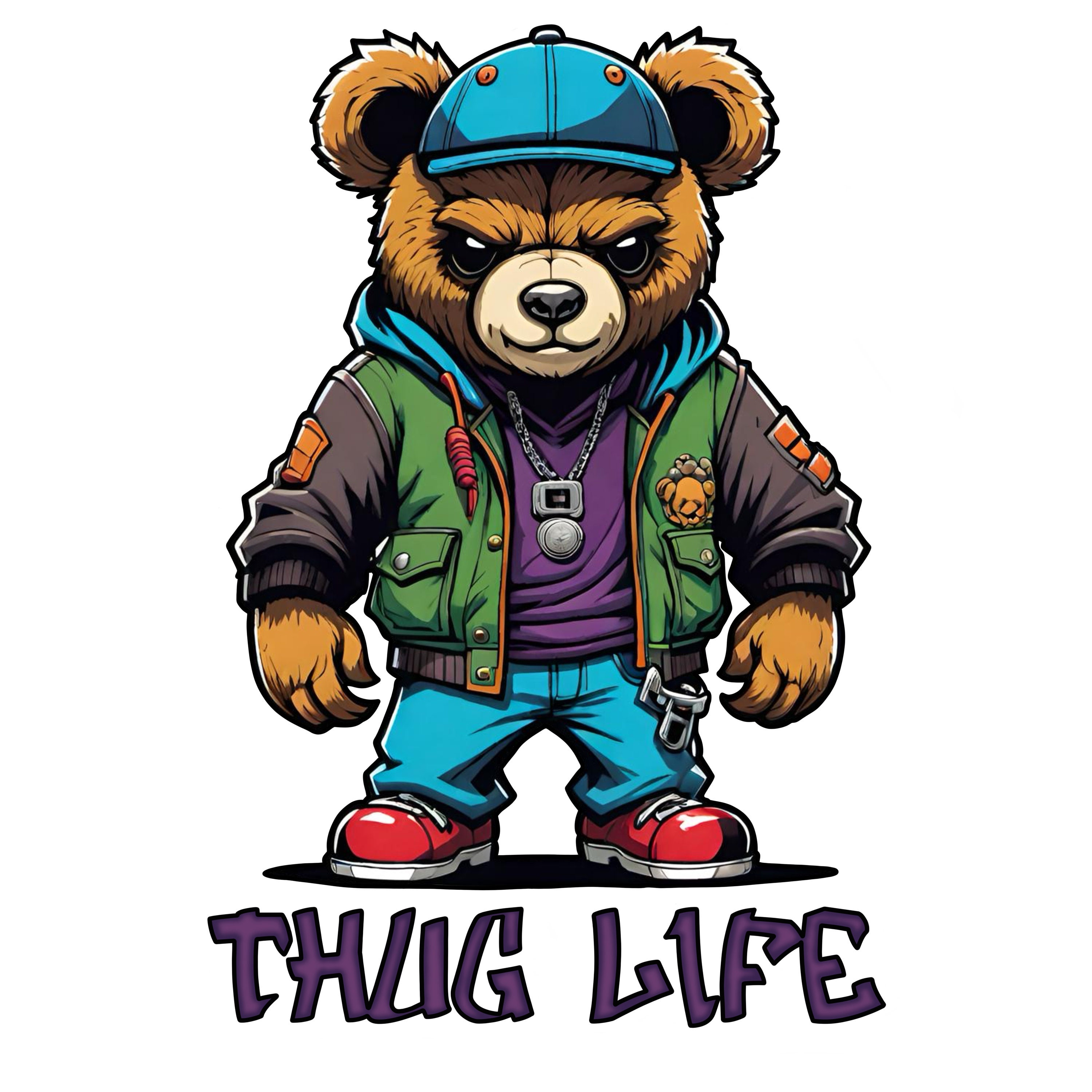 Teddy Bear Thug Life Sublimation DTF DTG Image - Etsy