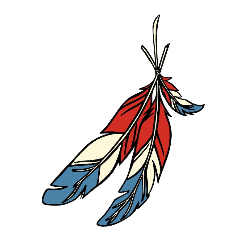 Native American Indian Red White Blue Patriotic Feathers Sublimation ...