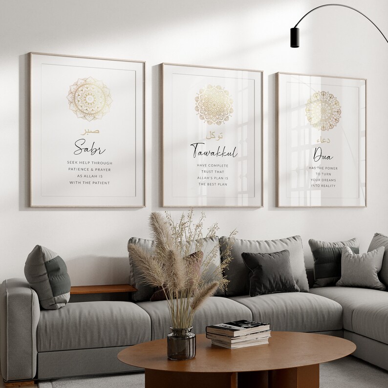 Islamic Quotes Wall Art Posters, Set of 3 Muslim Prints, Islamic Eid ...